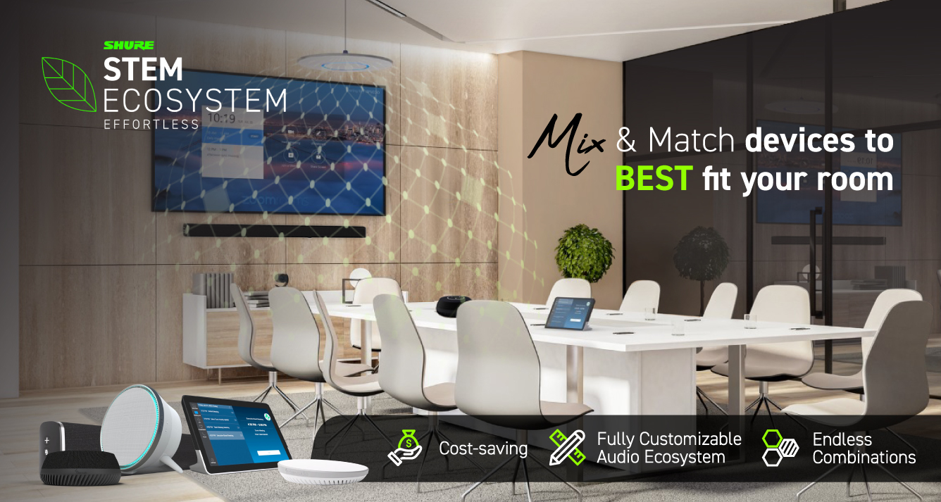 Mix & match devices to BEST fit your room ─ Shure Stem Ecosystem